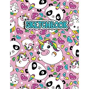 Sketchbook: Cute Unicorn Kawaii Sketchbook for Girls with 100+ Pages of 8.5"x11" Blank Paper for Drawing, Doodling or Learning to Draw (Sketch Books for Kids)