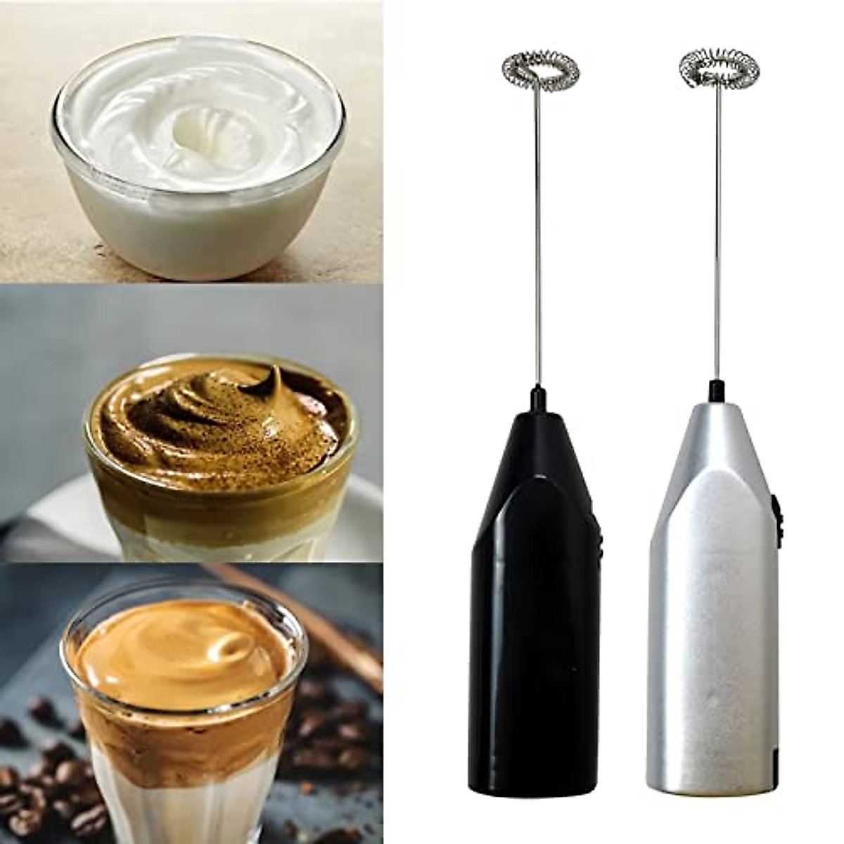 Unbrella Superior 2Pcs Electric Milk Frother USB Battery Powered Portable Blender Whisk Mixer for Coffee Kitchen Gadgets(Black&White)