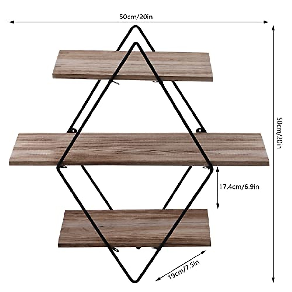 BILPIKOGoo Floating Shelves for Wall, Geometric Diamond Wall Shelves, 3 Tier Hanging Floating Display Shelf Decor, Geometric Style Decor Shelf for Bedroom Living Room Office