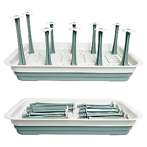 L-WASH Large Countertop Bottle Drying Rack - Ideal for Insulated Water Bottles, Drinking Glasses, Sports Bottles, Baby Bottle Drying Rack, Tumblers, Mugs, Bottle Washer