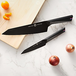 Sharp Kitchen Knives Set of 2-8.5 Inch Chef Knife & 5 Inch Kitchen Utility Knife, Pro Chopping & Cutting Knife with High Carbon 7CR17MOV Stainless Steel & Titanium Nitride Coated