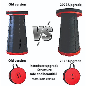ISTOOL 2022 Upgraded- Retractable Stool, Collapsible Telescoping Folding Portable Stool for Fishing Traveling with High Load Capacity 400lbs for Adults Indoor Outdoor Activities (RED)
