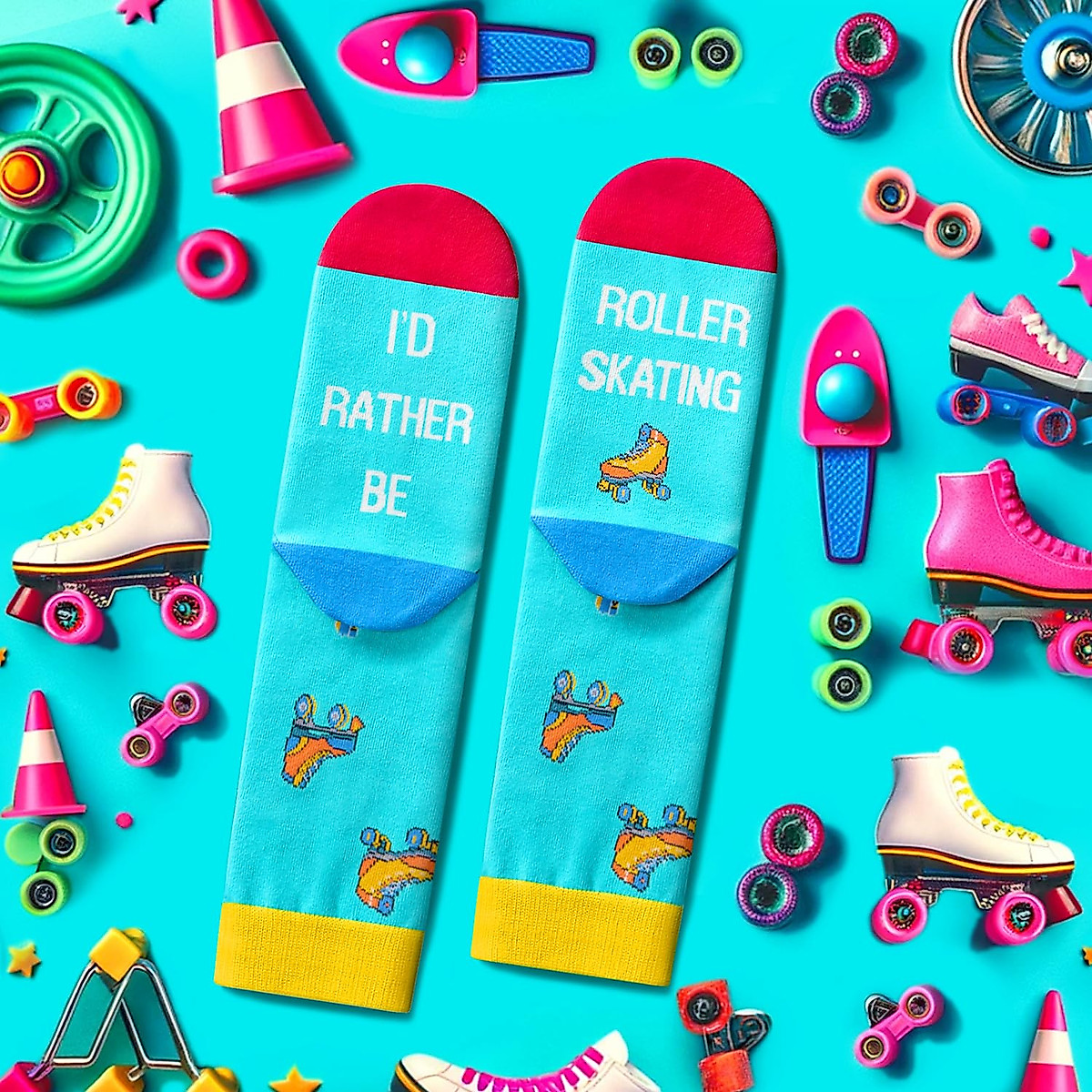 Zmart Roller Skate Gifts Roller Skating Gifts Skater Gifts For Women Men, Funny Roller Skate Socks Roller Skating Socks Skater Socks