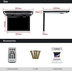 XTRONS® 10.2 Inch Digital TFT Screen 1080P Video Car Overhead Player Roof Mounted Monitor HDMI Port (No DVD Drive)