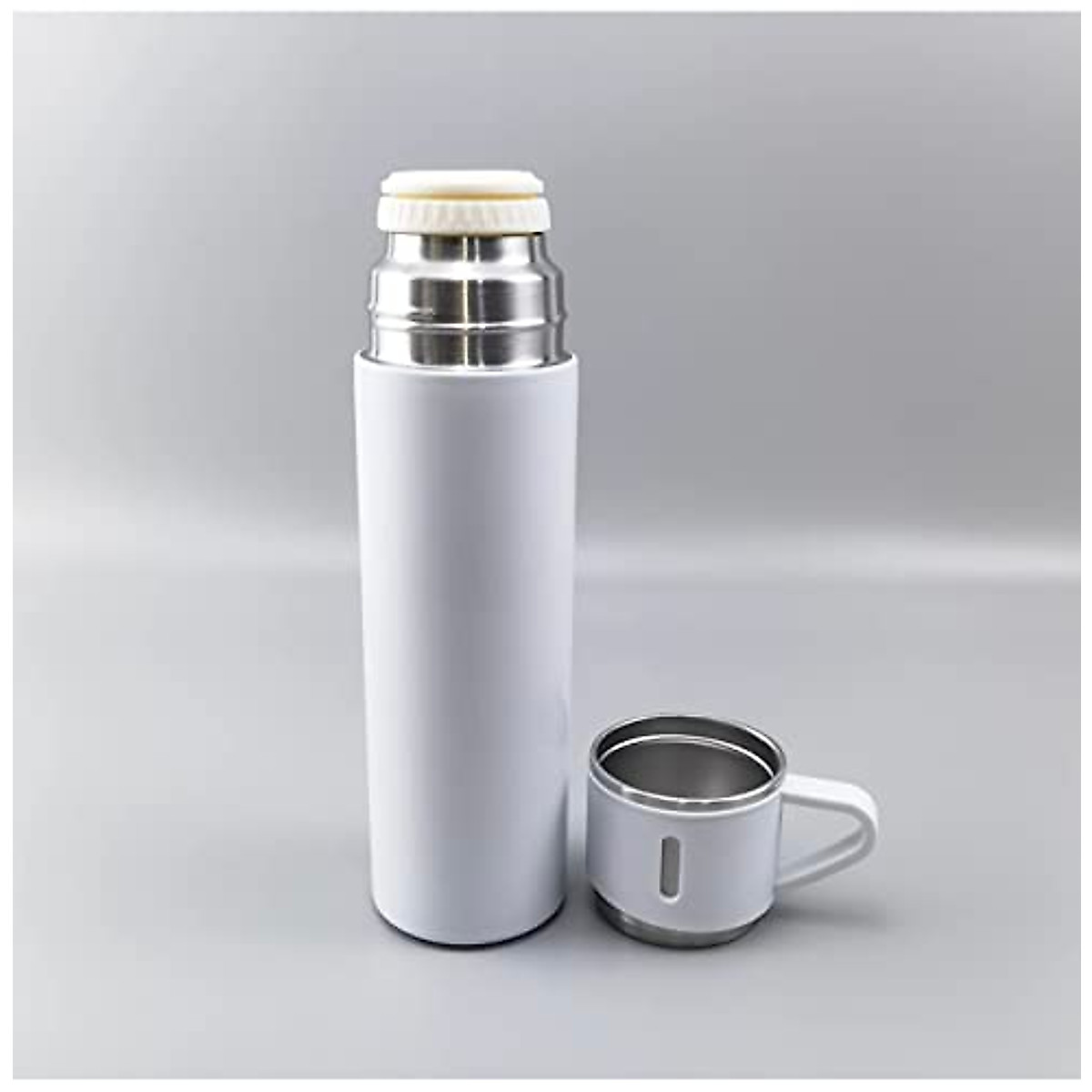 Stainless Steel 500 ML Vacuum Flask/Bottle/Thermos for Hot and Cold Drinks with Three Cups (white)
