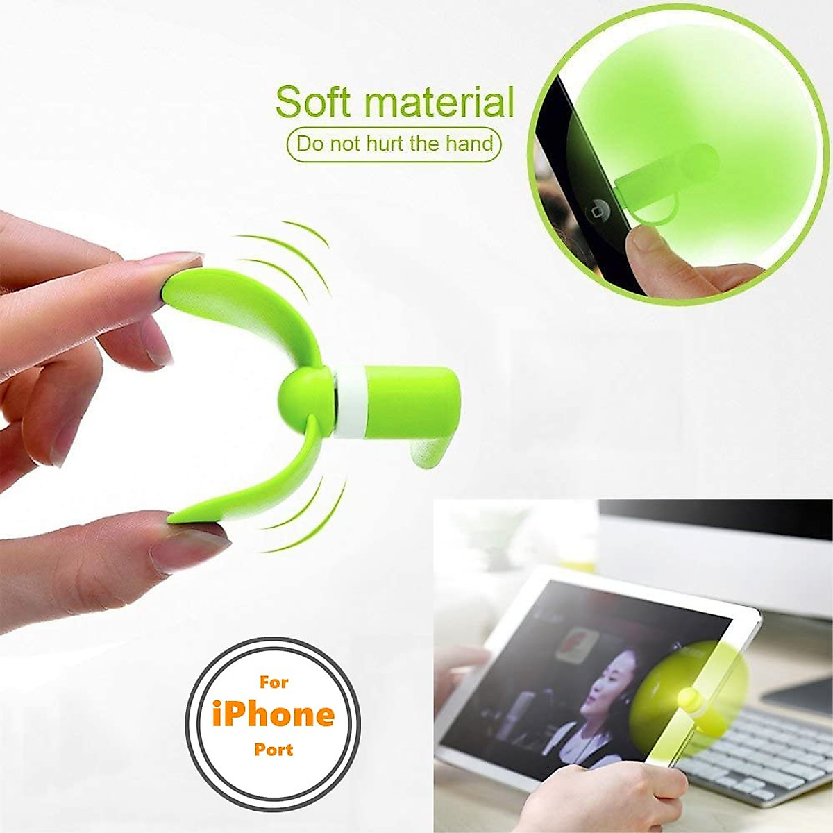 YUNLOVXEE Cell Phone Fan for iPhone - 4 Pack Personal Mini USB Fan Plug in Mobile Phones, Small Portable Pocket Cellphone Fan for iPhone 14 13 12 11 10 9 Plus Pro Max iPad