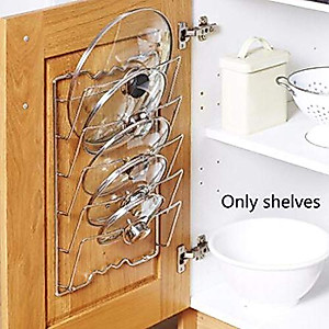 Iumer Heavy Duty Wall Mounted Kitchen Cupboard Saucepan Door Pot Pan Lid Storage Rack Freestanding Pan Stand for Pans, Pots