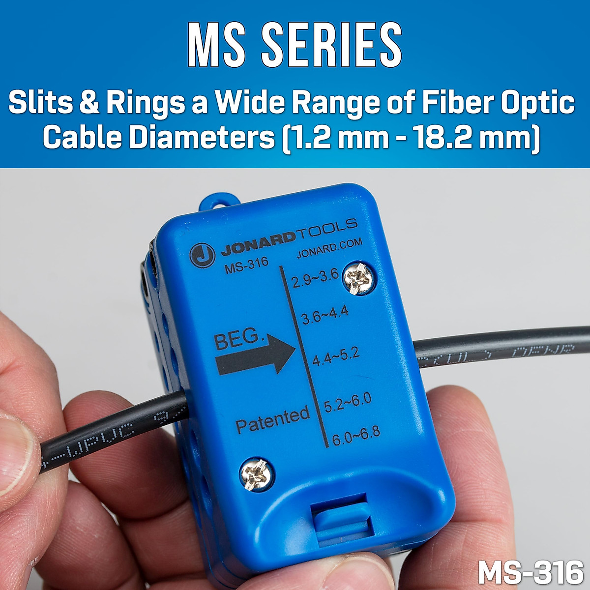 Jonard Tools TK-108 Fiber Optic Mid Span Slit & Ring Tool Kit (1.2 mm-18.2 mm)