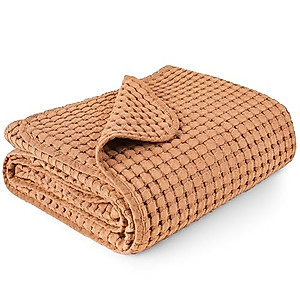 Konssy Waffle Baby Blankets, Nursery Blankets for Boys Girls, Swaddle Blankets Neutral Soft Lightweight Toddler and Kids Throw Blankets(Brown)