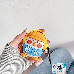 Oqplog for Airpod 2/1 for AirPods Case 3D Cute Fun Cartoon Fashion Funny Character Air Pods 2&1 Cover Design for Girls Women Teen Boys Kids Unique Kawaii Trendy Animal Soft Silicone Cases – Hat Duck
