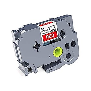 IDIK 1PK White on Red Standard Laminated Label Tape Compatible for Brother P-Touch TZe-455 TZ455 TZe455(24mm x 8m)