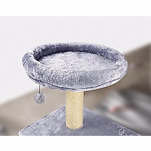 HUITREE Cat Tree with Scratching Post and Hanging Bed,Grey