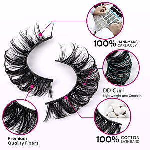 Focipeysa False Lashes Natural Look 14-17mm Fluffy Faux Mink Lashes D Curl Eyelashes Natural Lashes Strips Fake Lashes Pack 4 Styles Mixed Volume Eye Lashes 20 Pairs Multipack