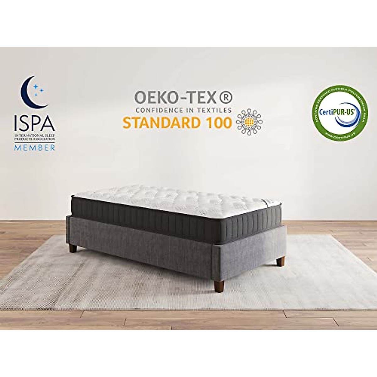 Ottomanson 8" Twin Mattress in a Box Made in USA, Firm Mattress, Hybrid Mattress Cool Improved Airflow with Edge to Edge Pocket Coil, Bed in A Box, Ottopedic