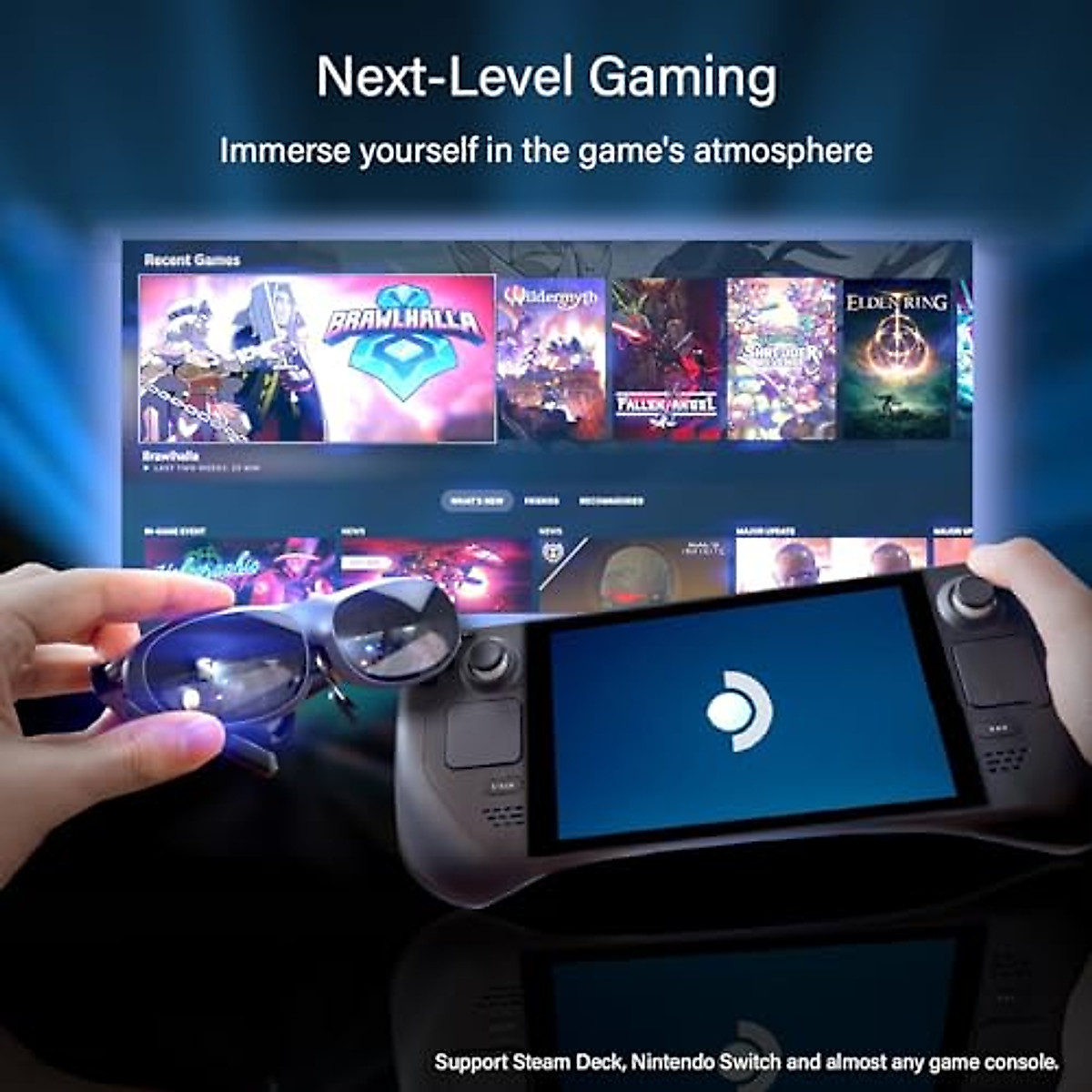 Rokid AR Joy Pack AR Glasses, Smart Glasses Max with Station, 360" Micro-OLED Display, Google Play, Media Streaming, HDCP Support & Cloud Gaming, Console, Android, iOS, Windows Compatible