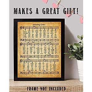 Amazing Grace Wall Art Poster - 11x14 Unframed Art Print - Great Inspirational Music Sheets Gift and Decor Under $15