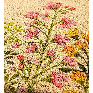 Vivaterra Spring Garden Coir Door Mat, 30" W x 18" D x 1" H, Natural Coir Entrance Doormat, Thick for Outdoor, Entry, Patio, Front Door Mat, Cheery Eco-Friendly Welcome Mat