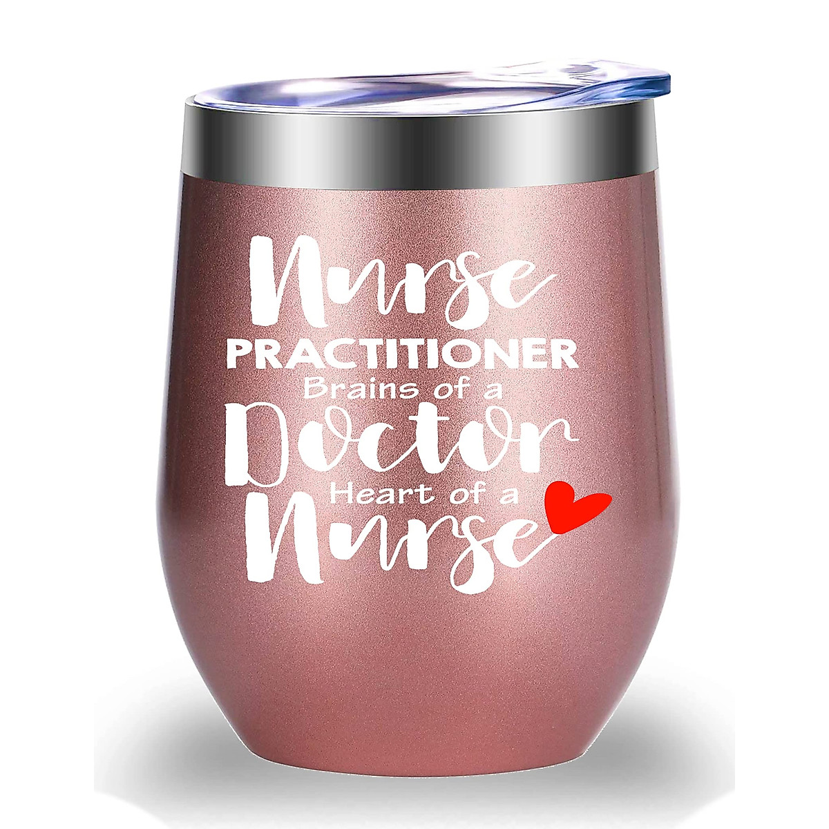 Mamihlap Nurse Practitioner Brains Of A Doctor,Heart Of A Nurse Wine Tumbler.Nurse Practitioner Gifts for Friend Daughter Women.Nurse Appreciation,Nursing School Graduation Gifts.(12 oz Rose Gold)