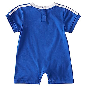 adidas baby boys Short Sleeve 3- Stripe Shortie Rompers, Team Royal Blue, 18 Months US