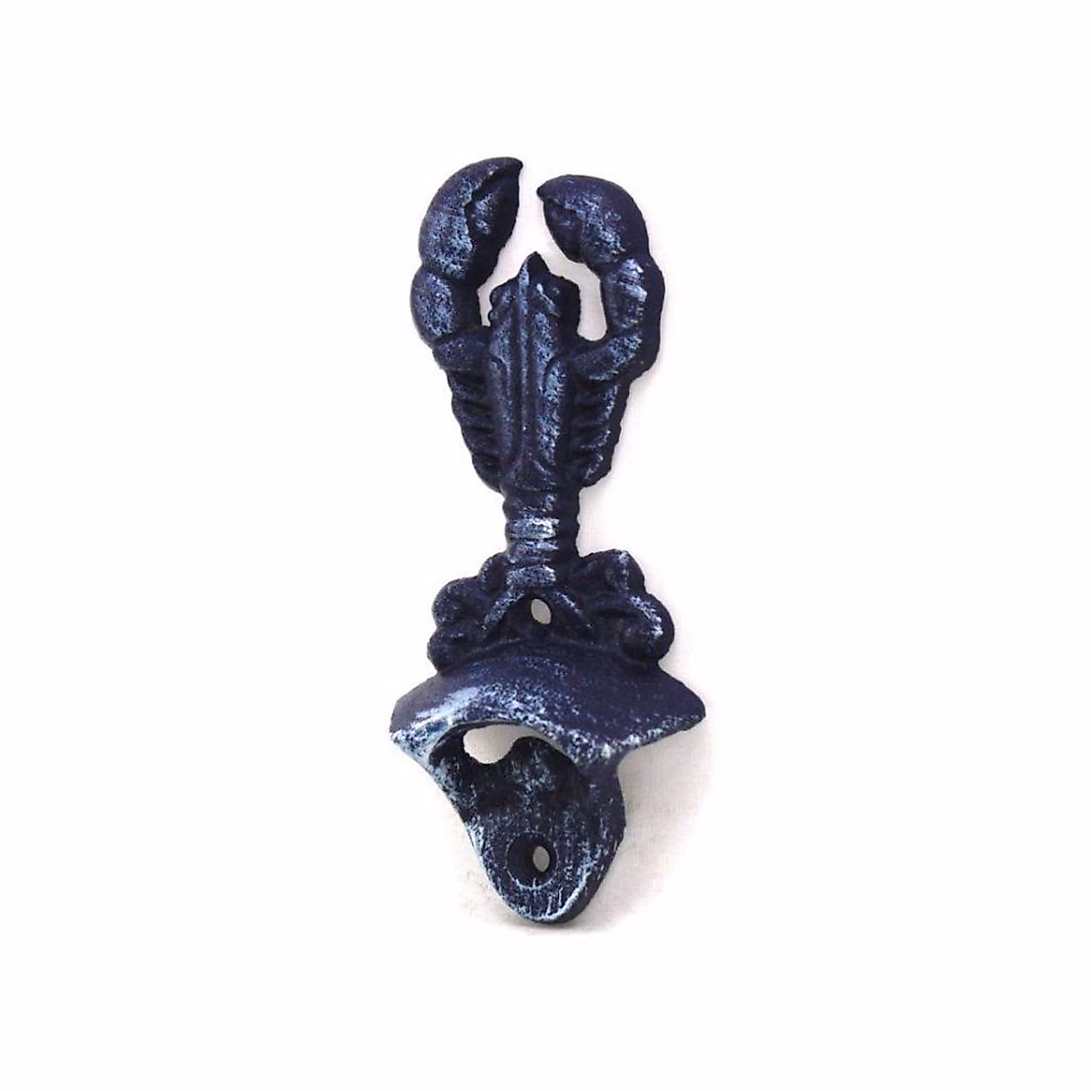 Hampton Nautical Rustic Dark Blue Cast Iron Wall Mounted Lobster 6" Bottle Opener