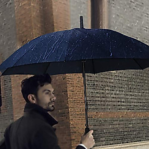 TOPULORS 43 In Long Stick Umbrella for Men and Women, Automatic Open, Double Strong Umbrella Bone for Outdoor Use, Rain & Wind Resistant Umbrellas-Purplish Blue