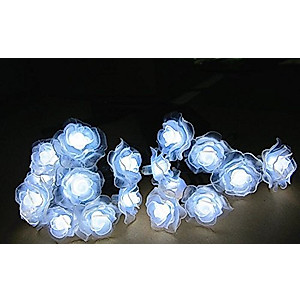 chuangsheng Premium Quality Solar String Light, 20 LED Waterproof Rose Solar Fairy String Lights for Christmas Garden Patio Wedding Party Fence Window and Home Holiday Festival Decorations (White)