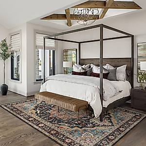 Gertmenian Printed Indoor Boho Area Rug - Non Slip, Ultra Thin, Super Strong, Printed Rug - Home Décor for Entryway, Bedroom, Living Room - 8x10 Large, Tiefi Black Multi, 28542