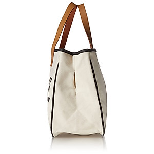 Santa Barbara Design Studio Tote Bag Hold Everything Collection Black and White 100% Cotton Canvas with Genuine Leather Handles, Large, Lake Life