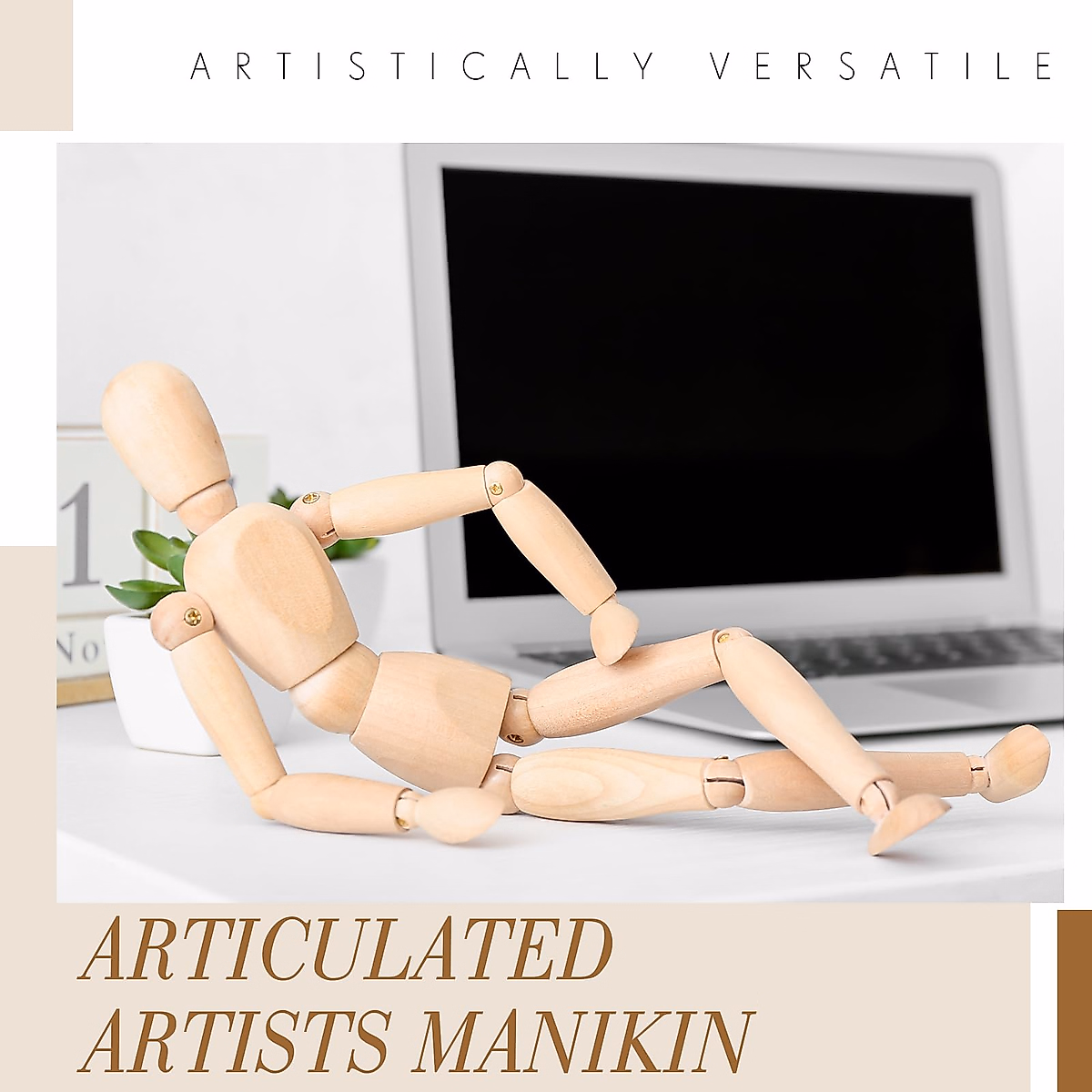 Hiboom 4 Pcs Artists Wooden Manikin 12 Inch Wooden Mannequin Figure Posable Drawing Figure Flexible Articulated Human Mode Body with Base for Home Office Desk Sketching Painting Gift