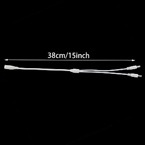 Security-01 2-Pack 1 to 4 Way DC Power Splitter Cable, Plug 5.5mm x 2.1mm, for CCTV Camera, LED Strip Light and More,White
