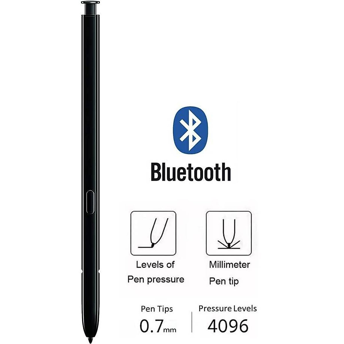 Note 10 S Pen Replacement (with Bluetooth) for Samsung Galaxy Note 10, Note 10 Plus, Note 10+ 5G with 5*Tips/Nibs (Black)