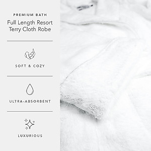 Fishers Finery Women's EcoFabric Spa Terry Robe; Full Length Bathrobe (White LXL)