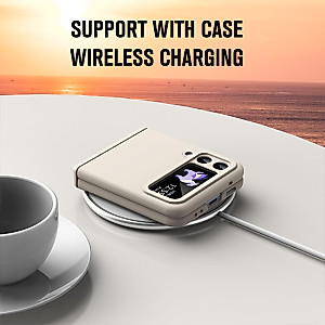 Phone Case Ultra-Thin Lightweight Case Compatible with Samsung Galaxy Z Flip 4 5G with Hinge+Screen Protector Shockproof Full Protective Rugged Cover for Galaxy Z Flip 4 5G Phone Cover (Color : Beige