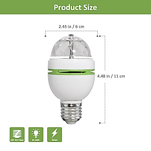 LED Ball Bulb Lamp, 3W E27 LED RGB Crystal Rotating Stage Bulb Voice Auto Rotating Stage Light(1 pcs)