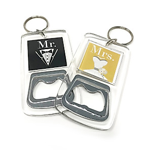Forum Novelties Mrs Wedding Bottle Opener Key Rings-Bride and Groom Engagement Gift for Couples-2 Pieces, Standard