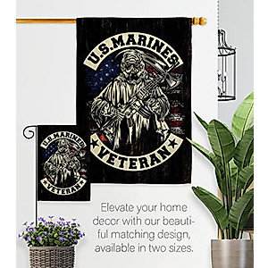 USBrotherhood Veteran Garden House Flag Set Armed Forces Marine Corps USMC Semper Fi United State American Military Retire Decoration Banner Small Yard Gift Double-Sided, Made in USA