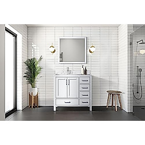 Lexora Jacques 36 in. W x 22 in. D Left Offset White Bath Vanity