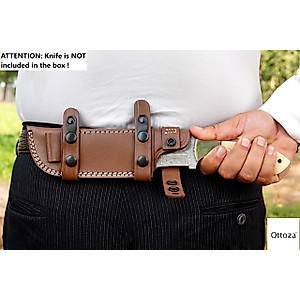 Ottoza TOP GRAIN Leather Knife Sheaths for Fixed Blade Knives, RIGHT HAND Leather Knife Sheath for Belt, Leather Knife Holster Belt Knife Holder, Horizontal Knife Sheath for Belt No:39