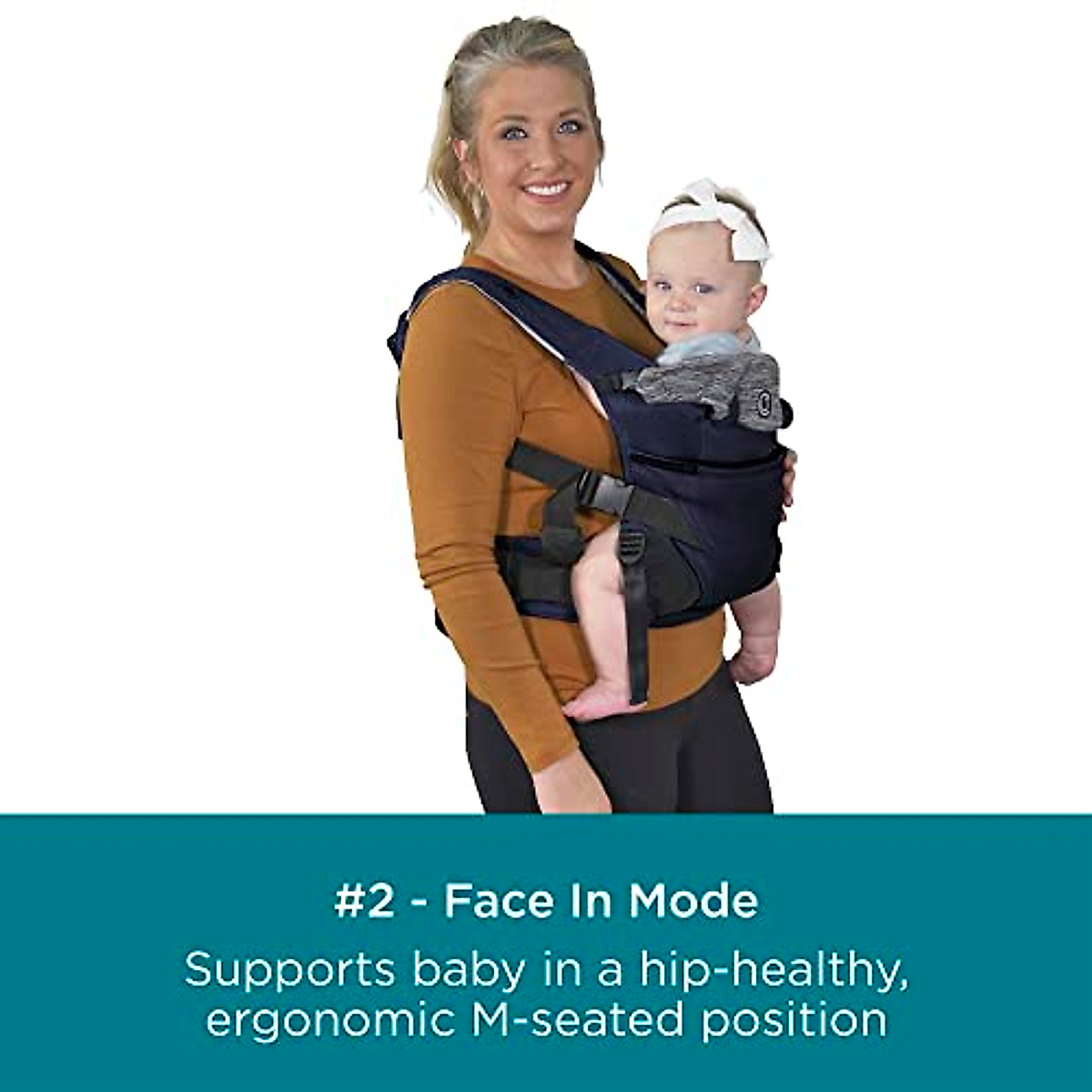 Contours Baby Carrier Newborn to Toddler | Journey GO 5 Position Convertible Easy-to-Use Baby Carrier with Pockets for Men and Women, Face in, Face Out, Front, Back & Hip (8-45 lbs) - Cosmos Navy