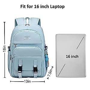 WIUFBE 15.6 inch Laptop backpacks School College Backpack Large Bookbags Anti Theft Travel Daypack For Teens Boys Girls Women (Blue)