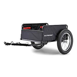 Schwinn Porter Cargo Trailer for Bike, 100 lbs. Max Weight Capacity, Collapsible Frame, Elasticized Mesh Net, Large Knobby Air-Filled Tires, Black