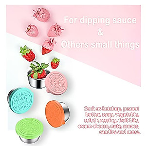 Sauce Container with Lid, Salad Dressing Container To Go, 4x1.7oz Mini Reusable Sauce Containers for Bento Lunch Box, Stainless Steel Condiment Cups with Easy Open Lid, Small Dipping Sauce Cups Set
