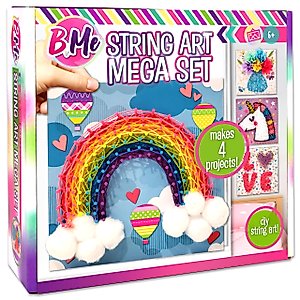 Creative Kids String Art Kit for Kids Age 6+ | 4 Fun Projects in 1 String Art Craft Kit Flower, Heart, Rainbow & Unicorn | String Art Kids Birthday Gifts for Girls & Boys