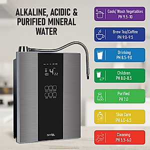 Korea-Made Ivyel PL Alkaline Water Machine,Water ionizer, Produces ph 8.5-10.0 Alkaline Water/Acidic Water/Hydrogen Water/Water Purifier Filter/Ionized Water/Antioxidant Water