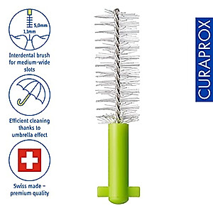 Curaprox CPS 011 Prime Refill Interdental Brushes, 8-Piece Refill Pack interdental Brushes CPS 011 Prime, 1.1 mm to 5.0 mm, Green