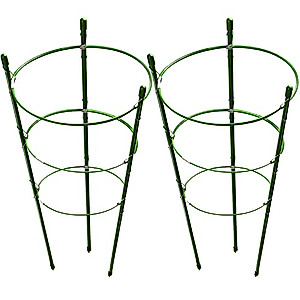 LEOBRO 2 Pack Plant Support Tomato Cage, Rust Resistant Tomato Cages for Garden, Small Cucumber Trellis Plant Support Plant Cages Plant Stake for Tomato, Climbing Plant, Flower, Seedlings, 17.7" H