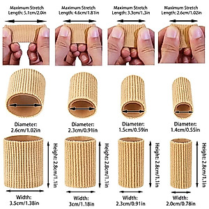 Toe Sleeve Protectors Toe Cushion Tube Soft Gel Corn Pads Protectors, 42PCS Toe Spacers for Bunion, Hammer Toe, Cushions Corns, Blisters, Calluses on Toes, Fingers, Feet, YEAJOIN (4 Size)