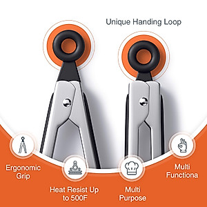 Tribal Cooking Kitchen Tongs with Silicone Tips - Stainless Steel tongs for cooking - 9" and 12" T