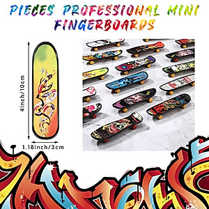 36 Pieces Mini Finger Skateboard Toy Skateboard Finger Boards with Double Sided Pattern Creative Fingertip Movement Novelty Toys Party Favors Decorations Supplies for Teens and Adults (Retro Style)