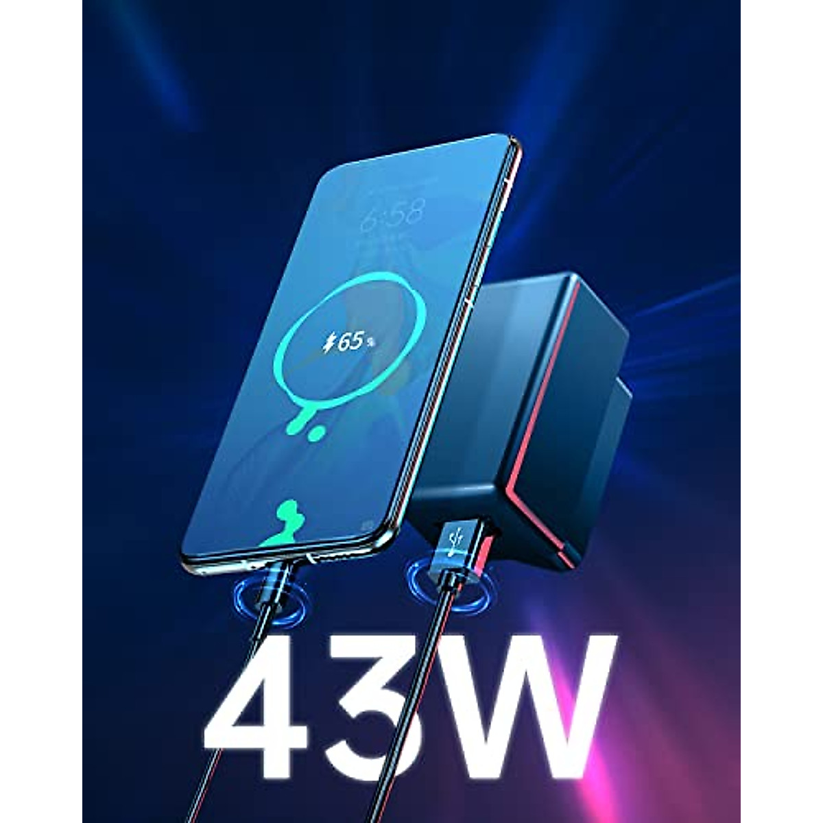 YONZEE Car Charger for Tesla Model 3/Y OBD Power Adapter, 43W Car Charger Cell Phone Fast Charging Dual Port OBD to USB-C Charging Port Car Charger OBD Adapter for Model 3/Y Car Accessories